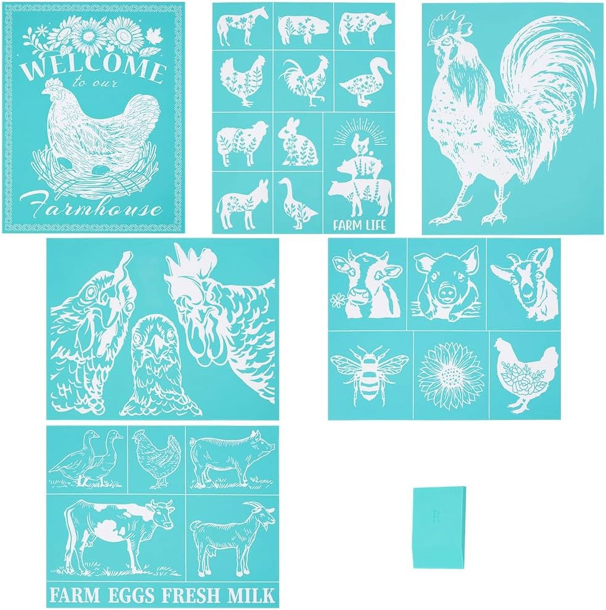 6pcs Self-Adhesive Silk Screen Printing Stencil Farm Theme Silk Screen ...