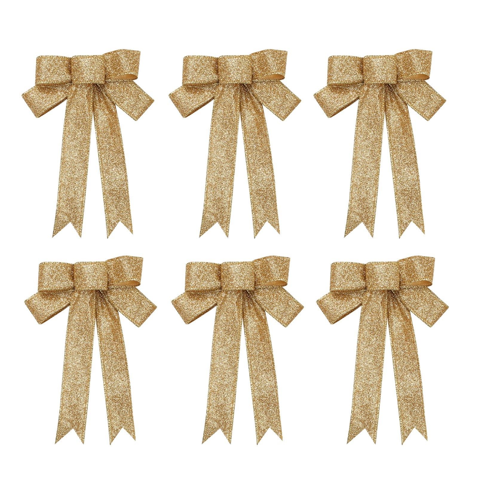 6pcs Set Of 23cm Golden Scallion Powder Lock Edge Bow Christmas ...