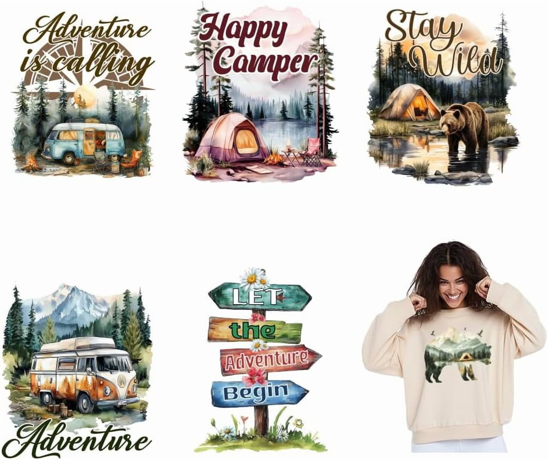 6pcs/Set PET Forest Travel Heat Transfer Adventure Iron on Transfers ...