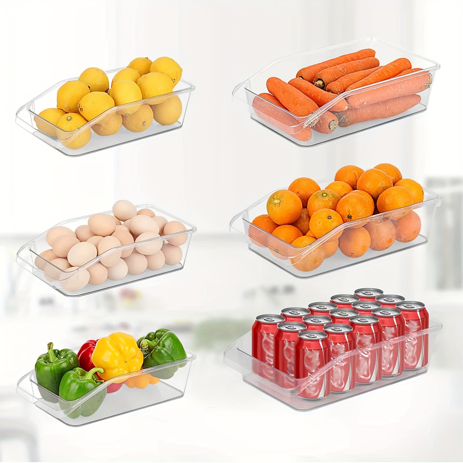 6pcs Set Refrigerator Box Storage Crisper Miscellaneous PET Thickened ...