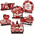 6pcs Set Valentine's Day Wooden Desktop Decoration Romantic Red ...