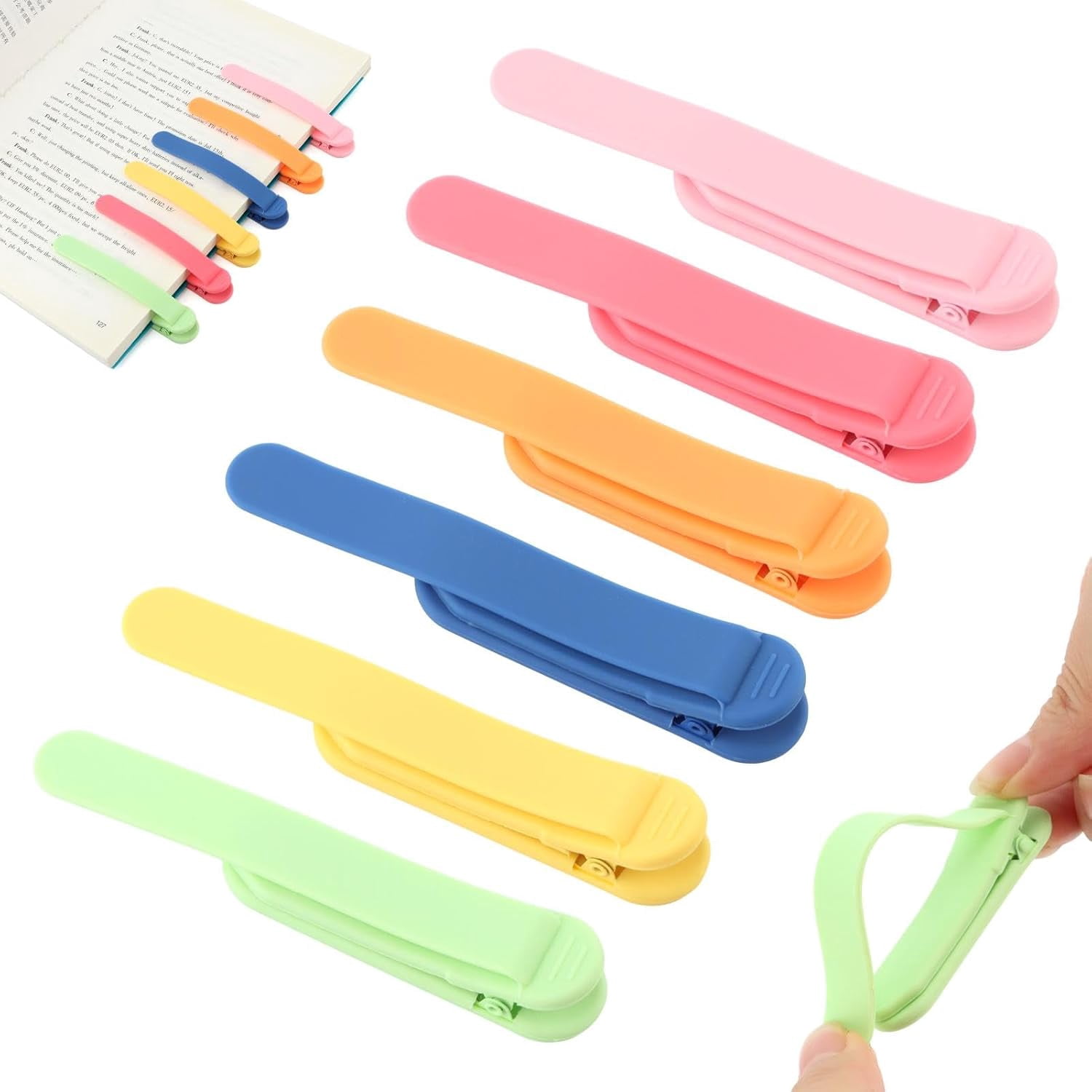 6pcs Silicone Automatic Bookmarks, Smart Bookmarks for Women Men Book ...