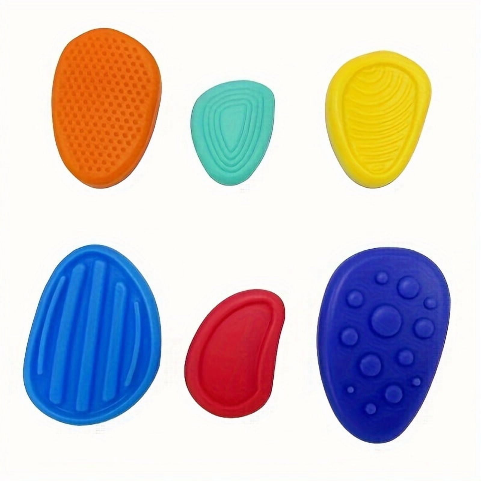 6pcs Silicone Hand Exercise Stones – Color-Coded Stress Relief & Finger ...