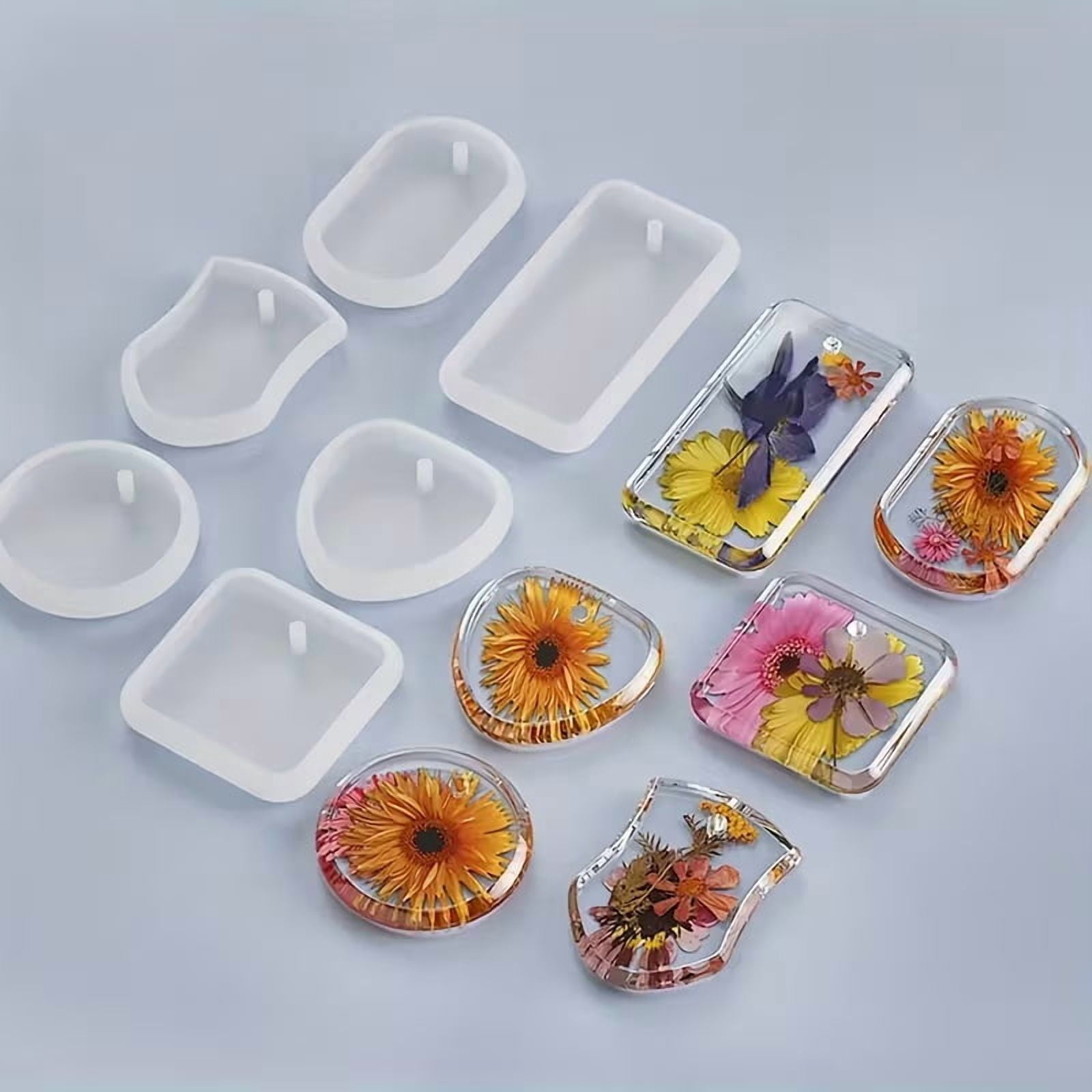 6pcs Silicone Keychain Mold Set for Epoxy Resin - Heart, Oval & Gold ...