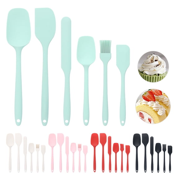 6pcs Silicone Rubber Spatula Set, Cooking Brush for Oil, Rubber Spoon ...