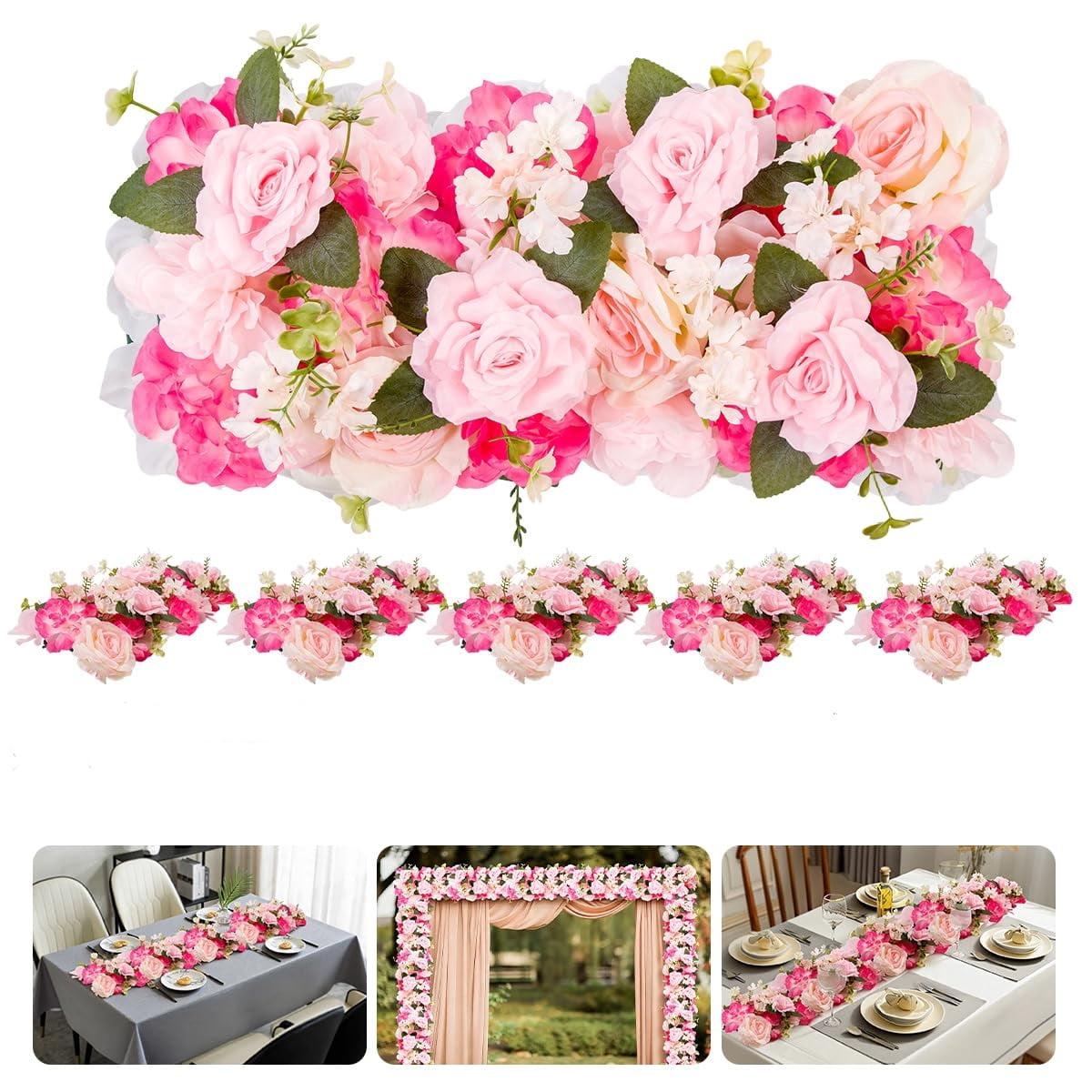 6pcs Silk Cloth Flowers with PE Board - Realistic Flower Table ...
