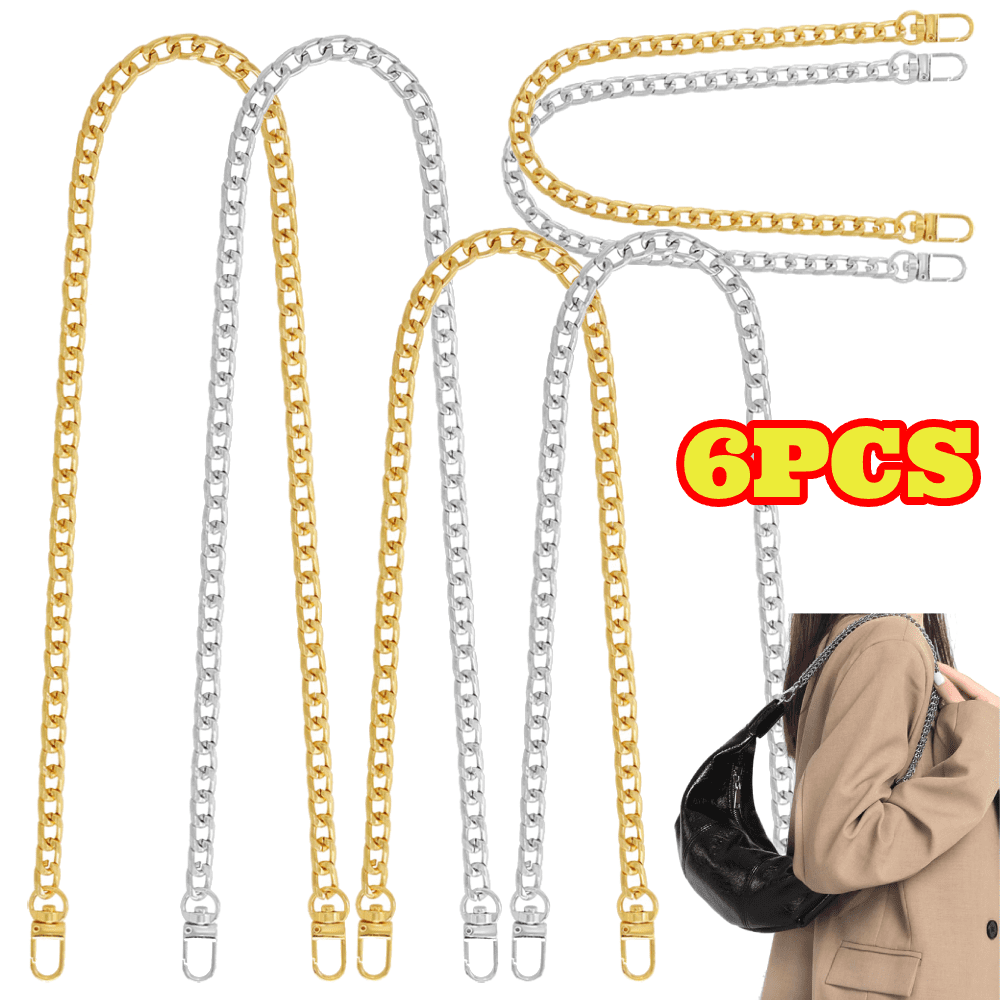 6pcs Silver and Gold Bag Chains with Twist Clasps, 30/60/120 cm Metal ...