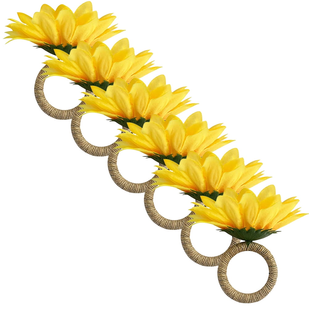 6pcs Simulated Sunflower Napkin Rings Napkin Buckles Simulated Napkin ...