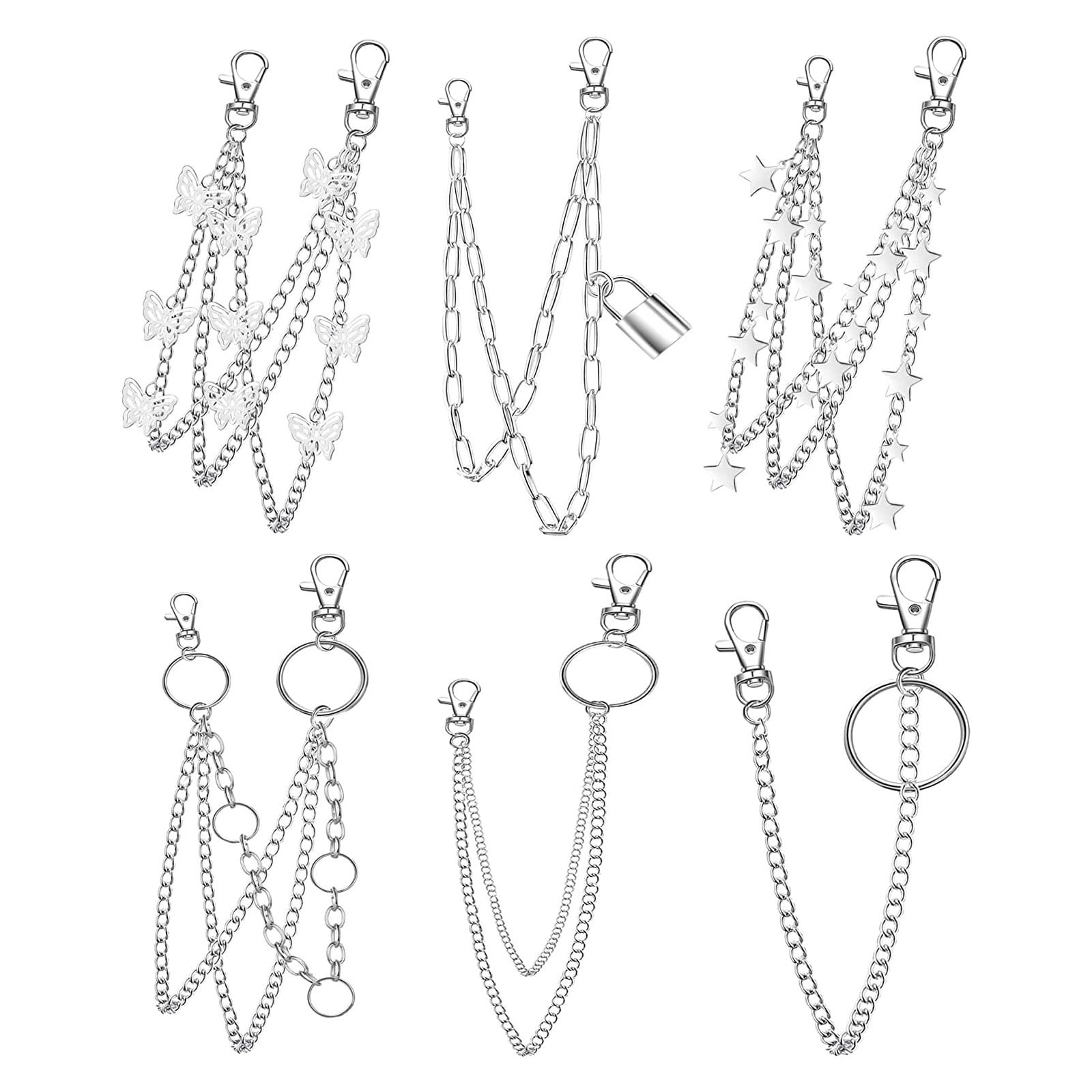 6pcs Skirts Pants Chain Goth Multi Type Chains Pendant Charm Waist ...