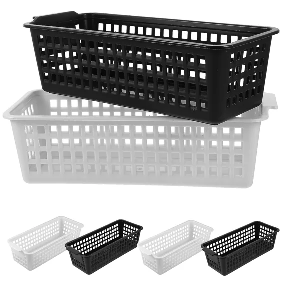 6pcs Slim Plastic Storage Baskets Narrow Storage Baskets Kitchen ...