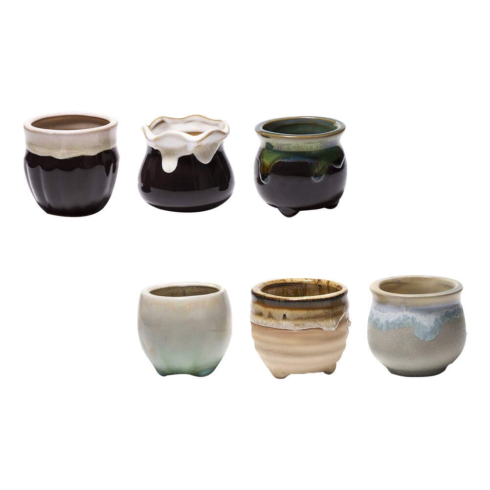 6pcs Small Flower Pot Ceramic Planters Pots Vintage Round Nursery Pots ...