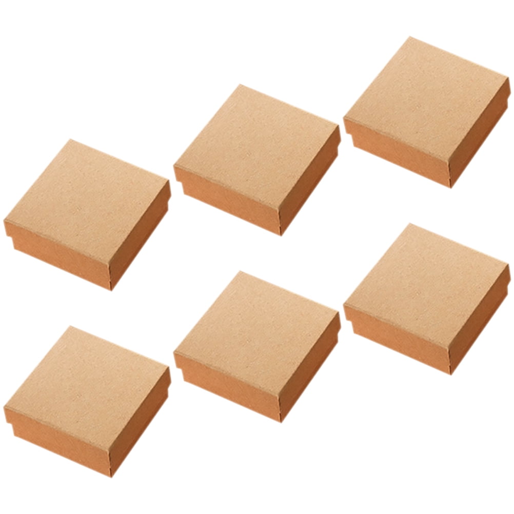 6pcs Jewelry Gift Box with Sponge Liner for Storage Light Brown Paper ...