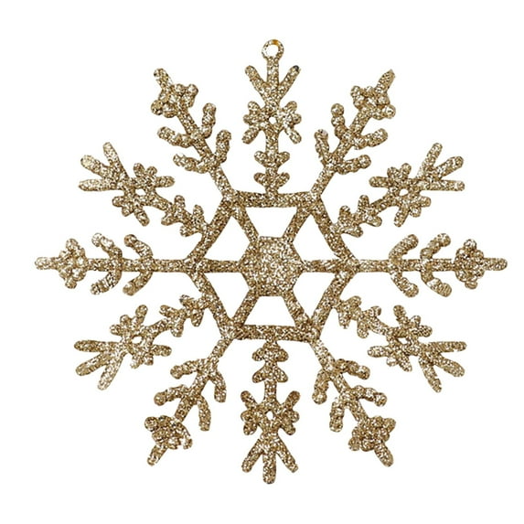 6pcs Snowflakes Plastic Christmas Ornaments Set in Gold Color, Holiday ...