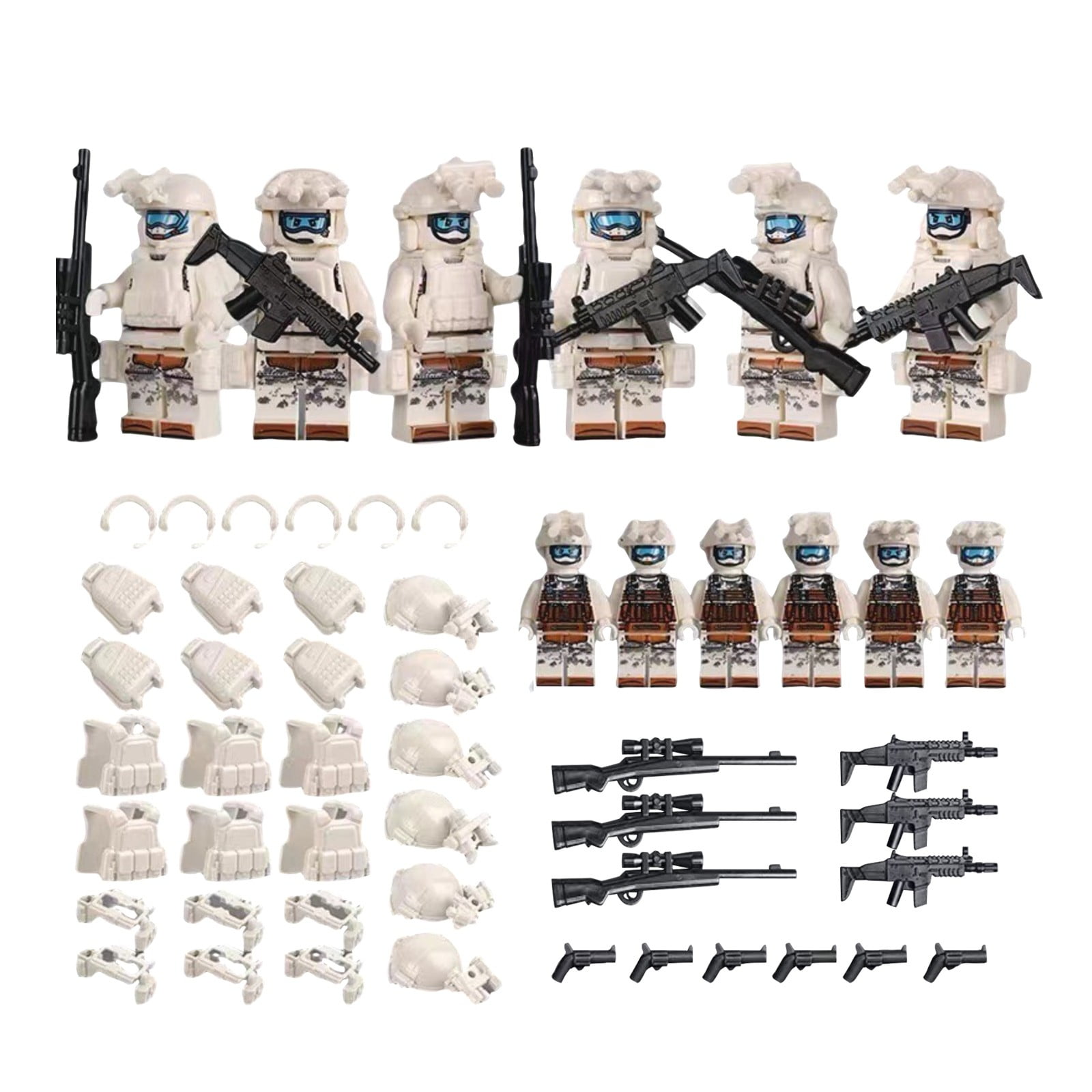 6pcs Soldier Minifigures, 2"Soldier Figure, Soldier Sets, Battle Brick ...