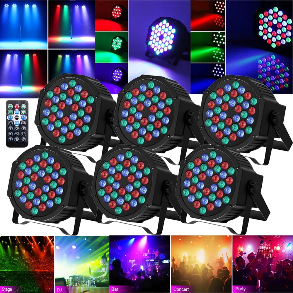 6pcs Stage Lights 36 DJ LED Par Light RGB Party Lights Uplights with Sound Activated Remote DMX ...