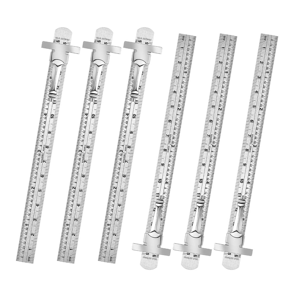 6pcs Stainless Machinist Ruler Pocket Ruler 6Inch Metric Scale Ruler ...