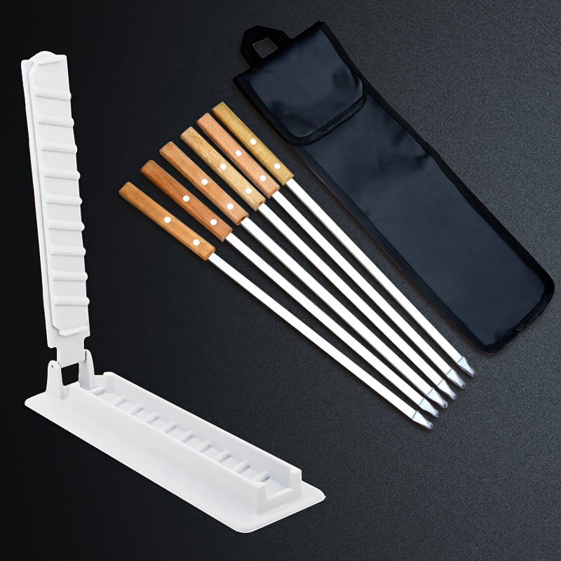 6pcs Stainless Steel Barbecue Skewers + 1pc Barbecue Press Mold Set ...