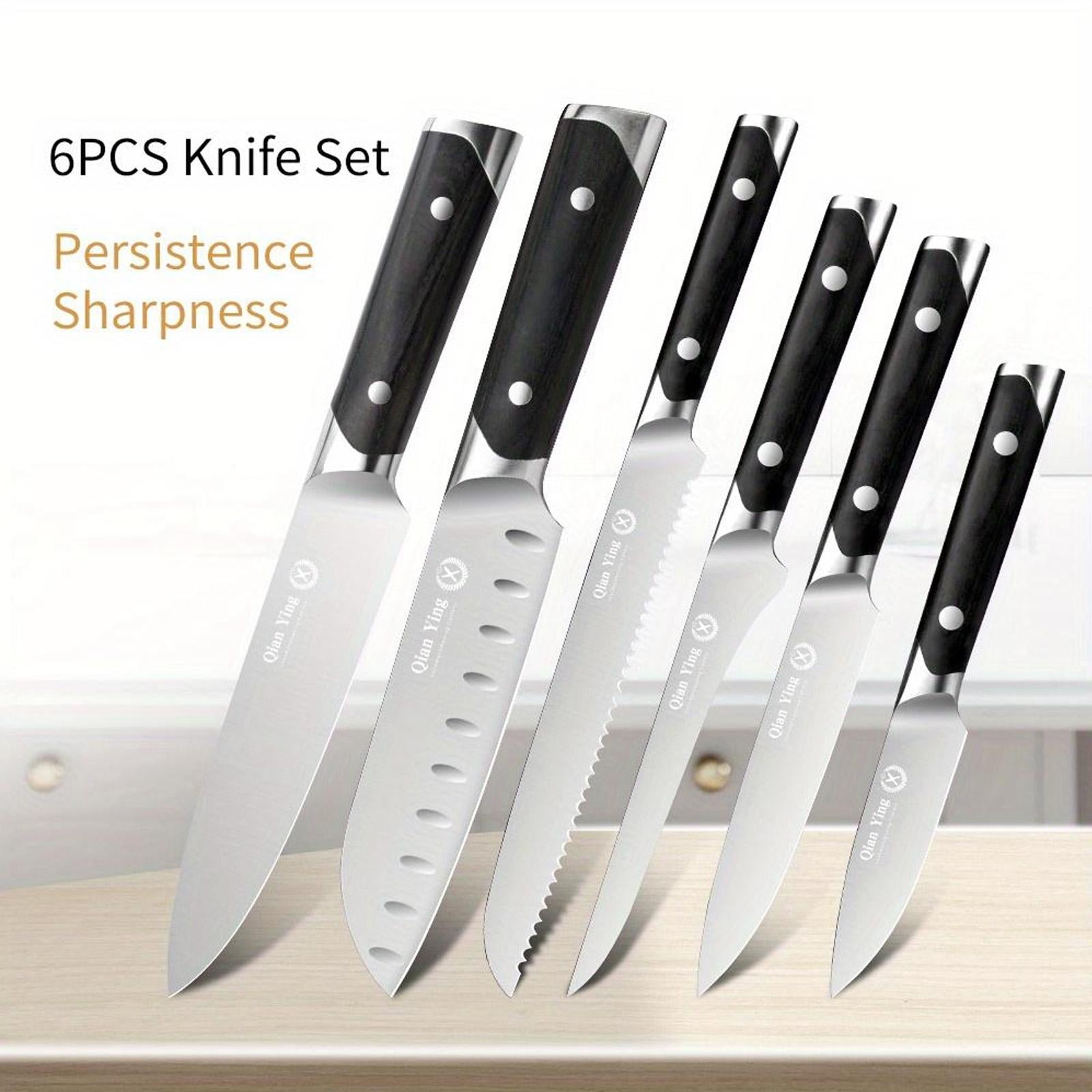 6pcs Stainless Steel Chef Knife Set Steak Knife Bread Knife Fruit Knife ...