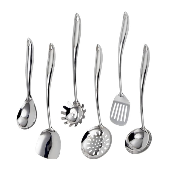 6pcs Stainless Steel Cooking Utensils Set Metal Kitchen Include Wok ...