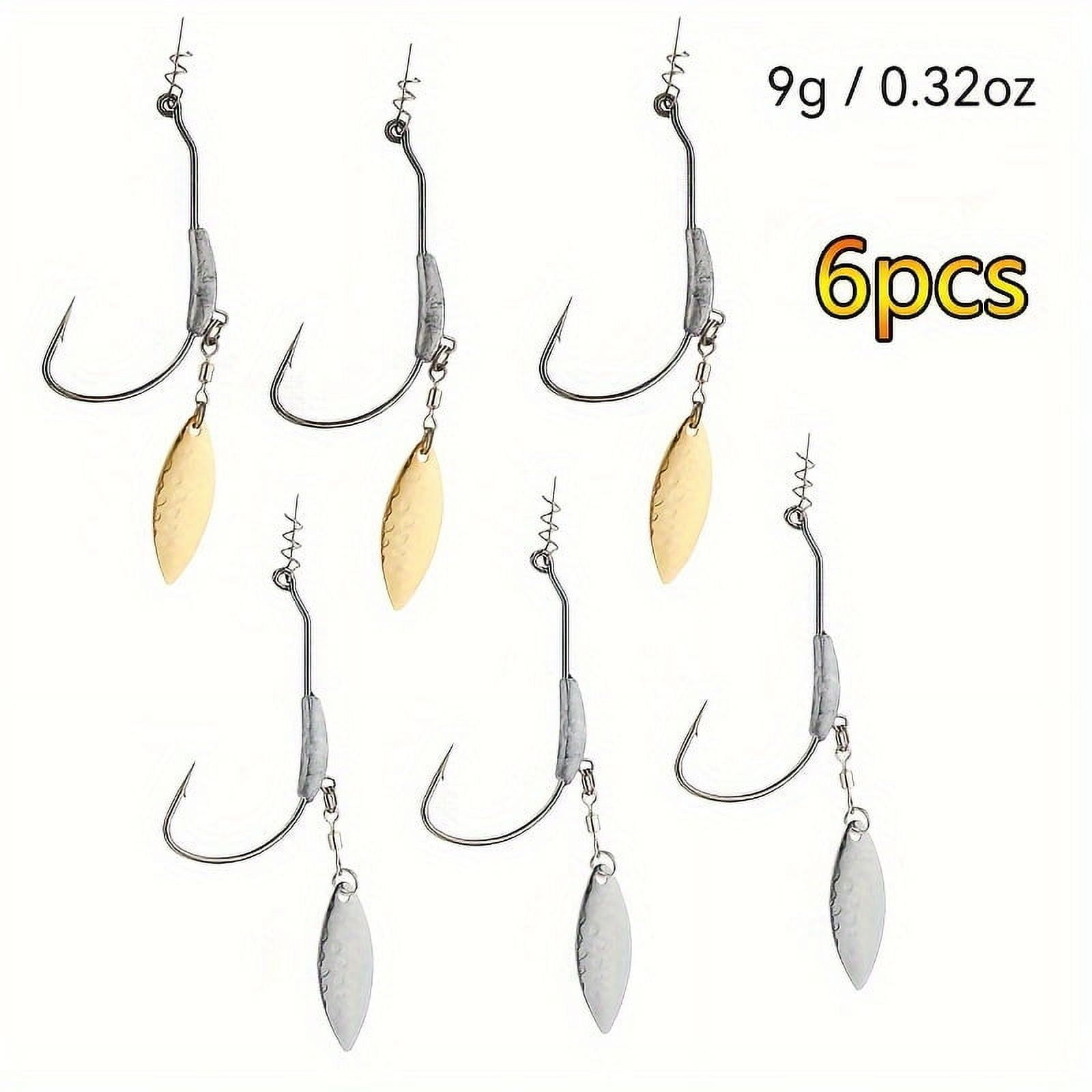6pcs Stainless Steel Fishing Hooks with Lead Weight, Spring-Loaded ...