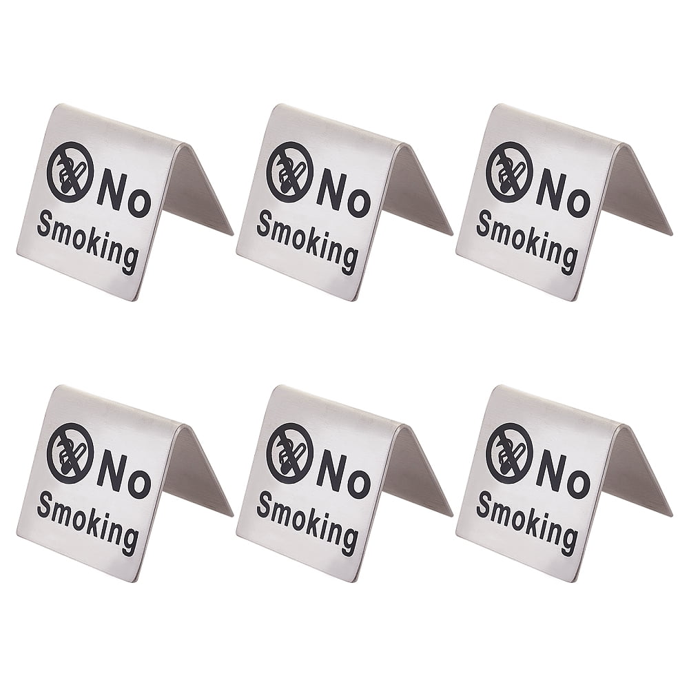 6pcs Stainless Steel No Smoking Table Sign Stainless Steel Stainless ...