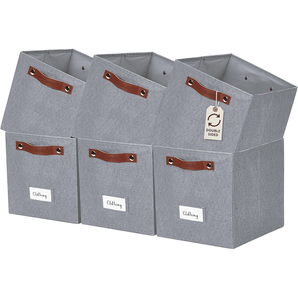 6pcs Storage Bins, 11" Cube Storage Bin with Labels, Fabric Storage ...