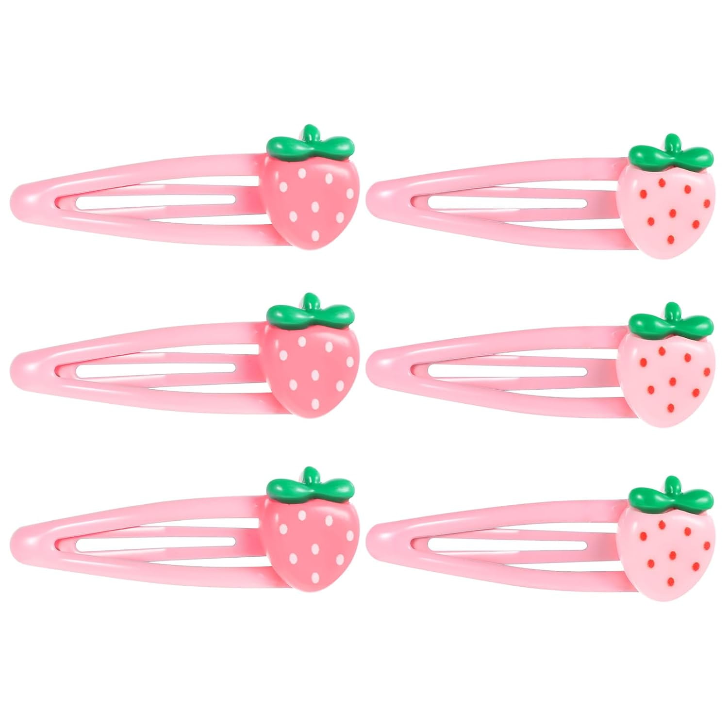 6pcs Strawberry Hair Clips, Cute Pink Metal Snap Hair Barrettes Fruit ...