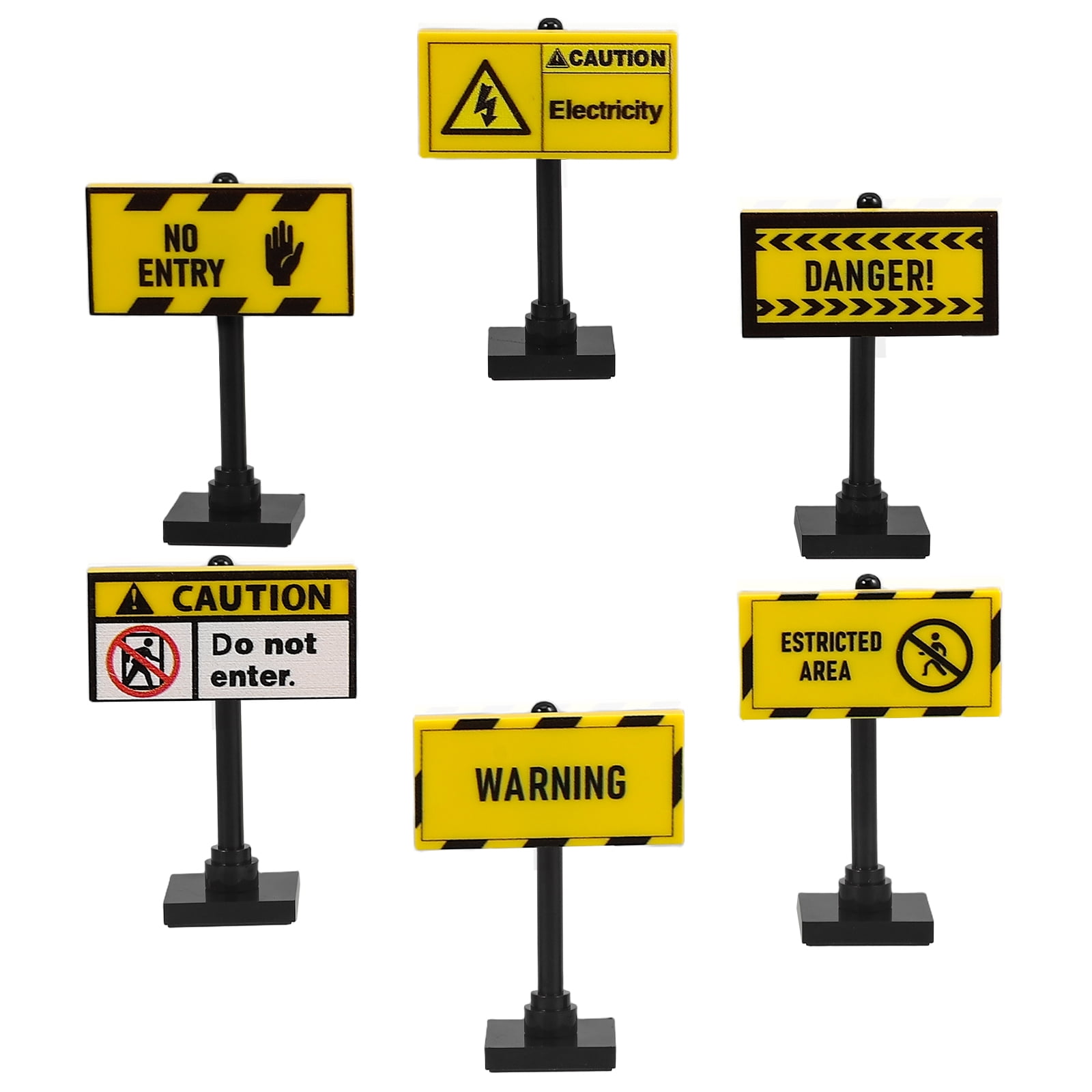 6pcs Street Warning Signs Traffic Education Toys for Kids Plastic ...