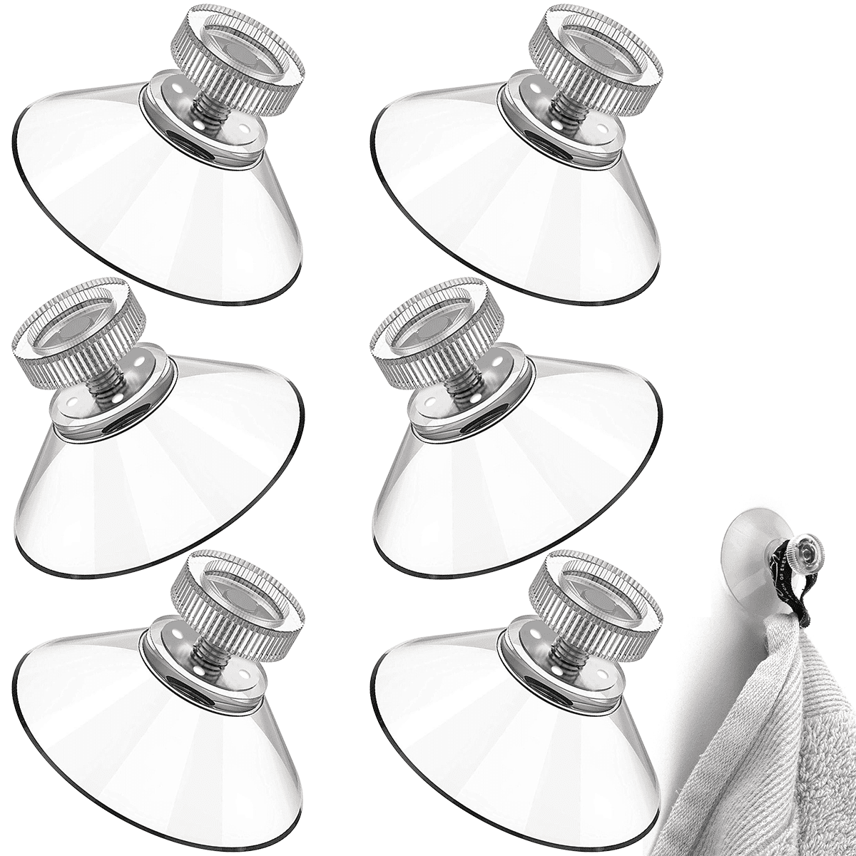 6pcs Suction Cup Glass Suction Pads 41mm Clear PVC Plastic Sucker Pads ...