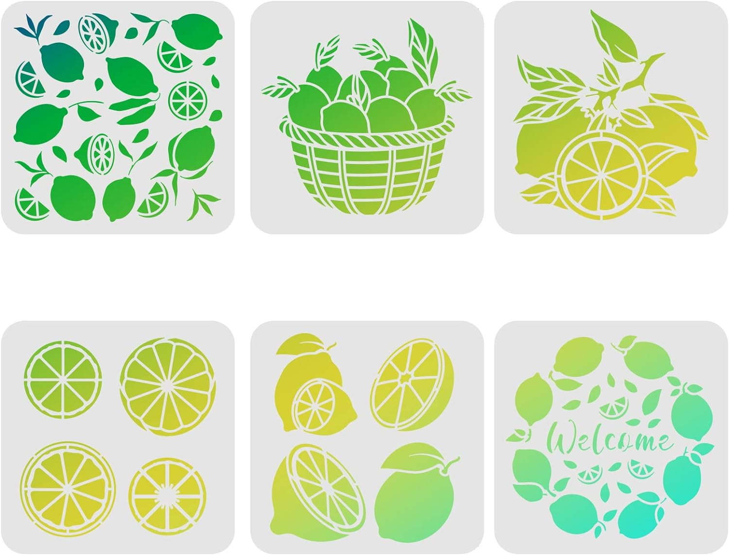 6pcs Summer Lemon Stencils 7.9x7.9 inch Lemon Painting Stencils for Farmhouse Lemon Manor ...