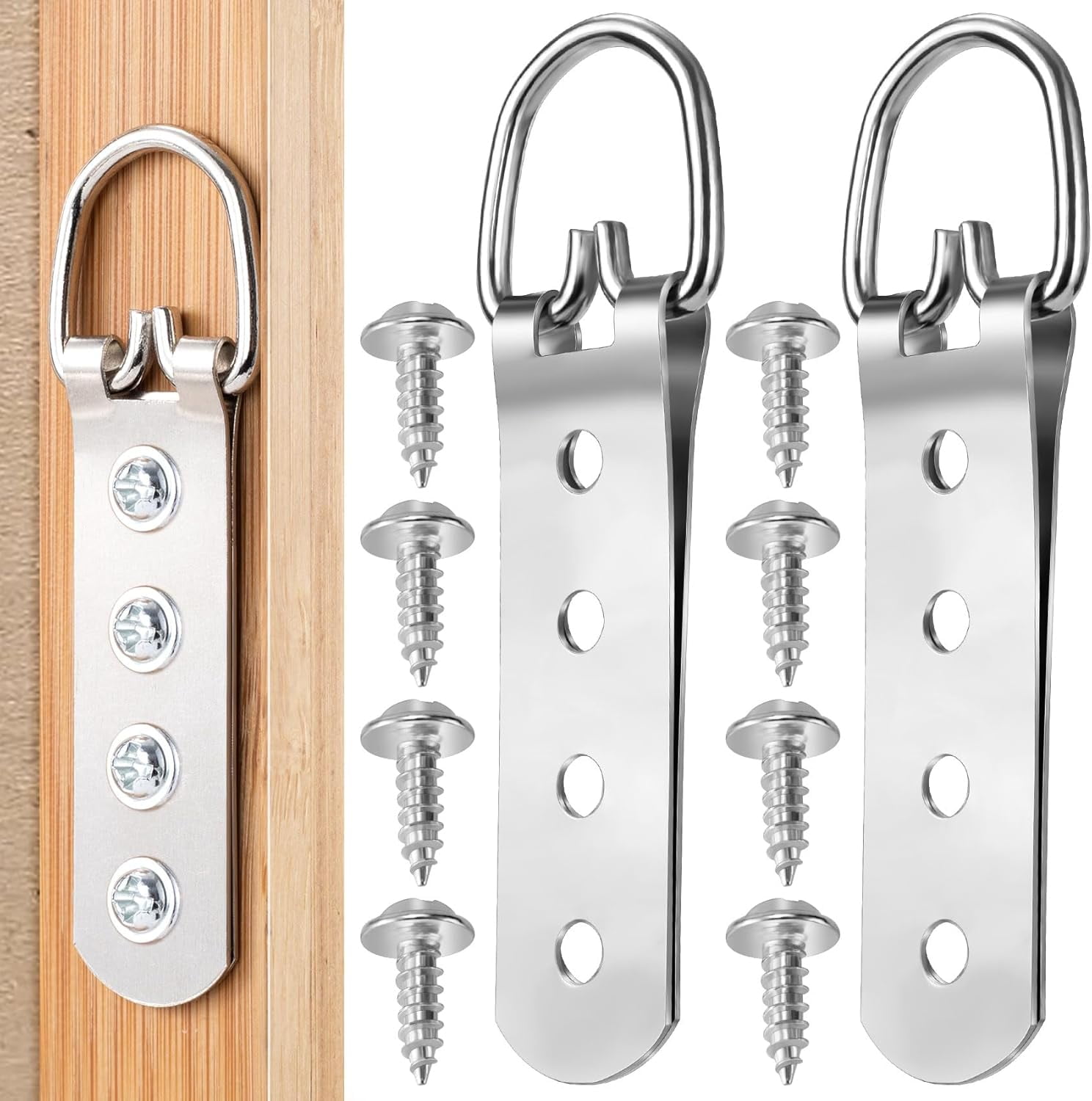 6pcs Super Heavy Duty Extra Large Strap Hanger D-Ring Hanger with 24pcs ...