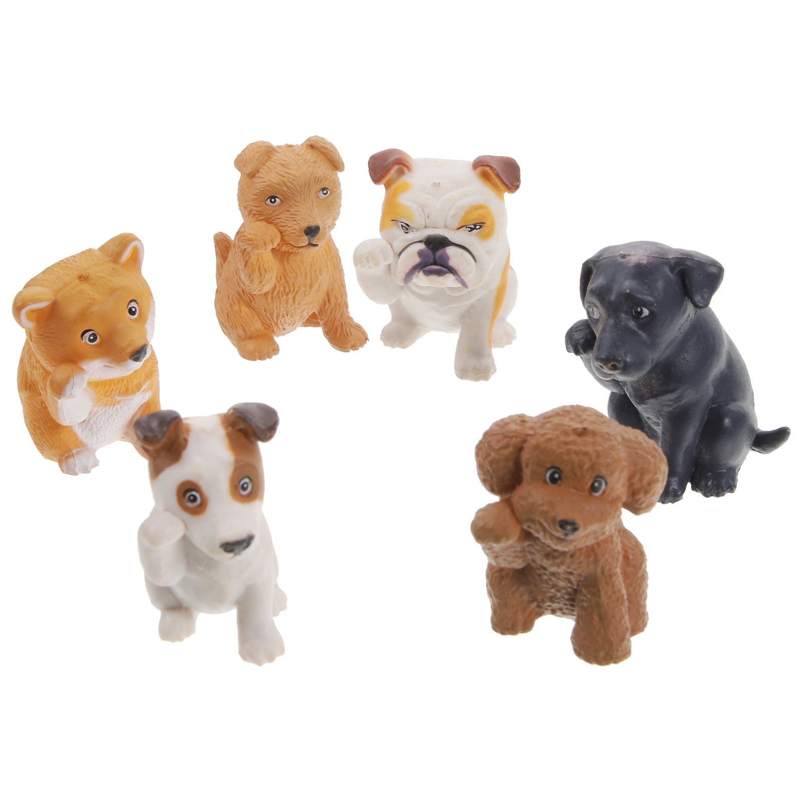 6pcs Tabletop Dog Figurine Adornment Standing Puppy Model Photography ...