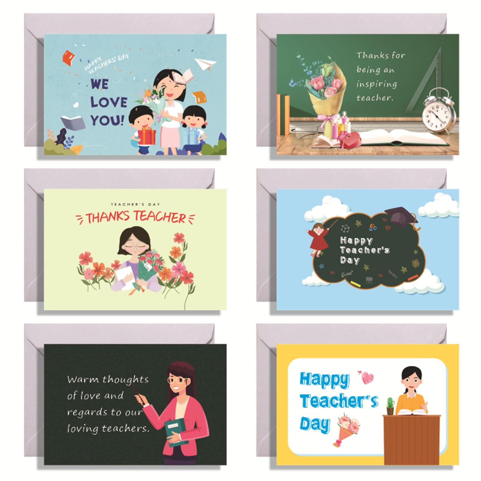 6pcs Teacher Handwritten Thank You Cards with Envelopes and Stickers ...