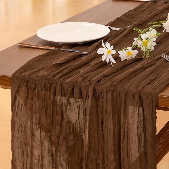 6pcs Terracotta Fall Thanksgiving Cheesecloth Table Runner Boho Rustic ...