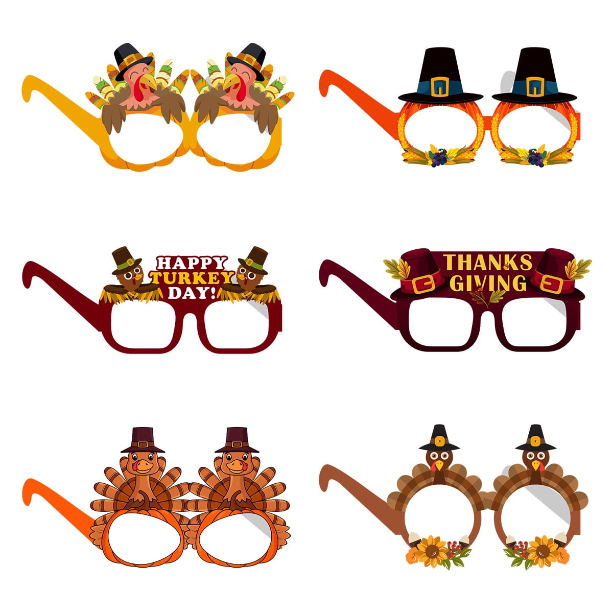 6pcs Thanksgiving Glasses Thanksgiving Photo Prop Thanksgiving Party ...