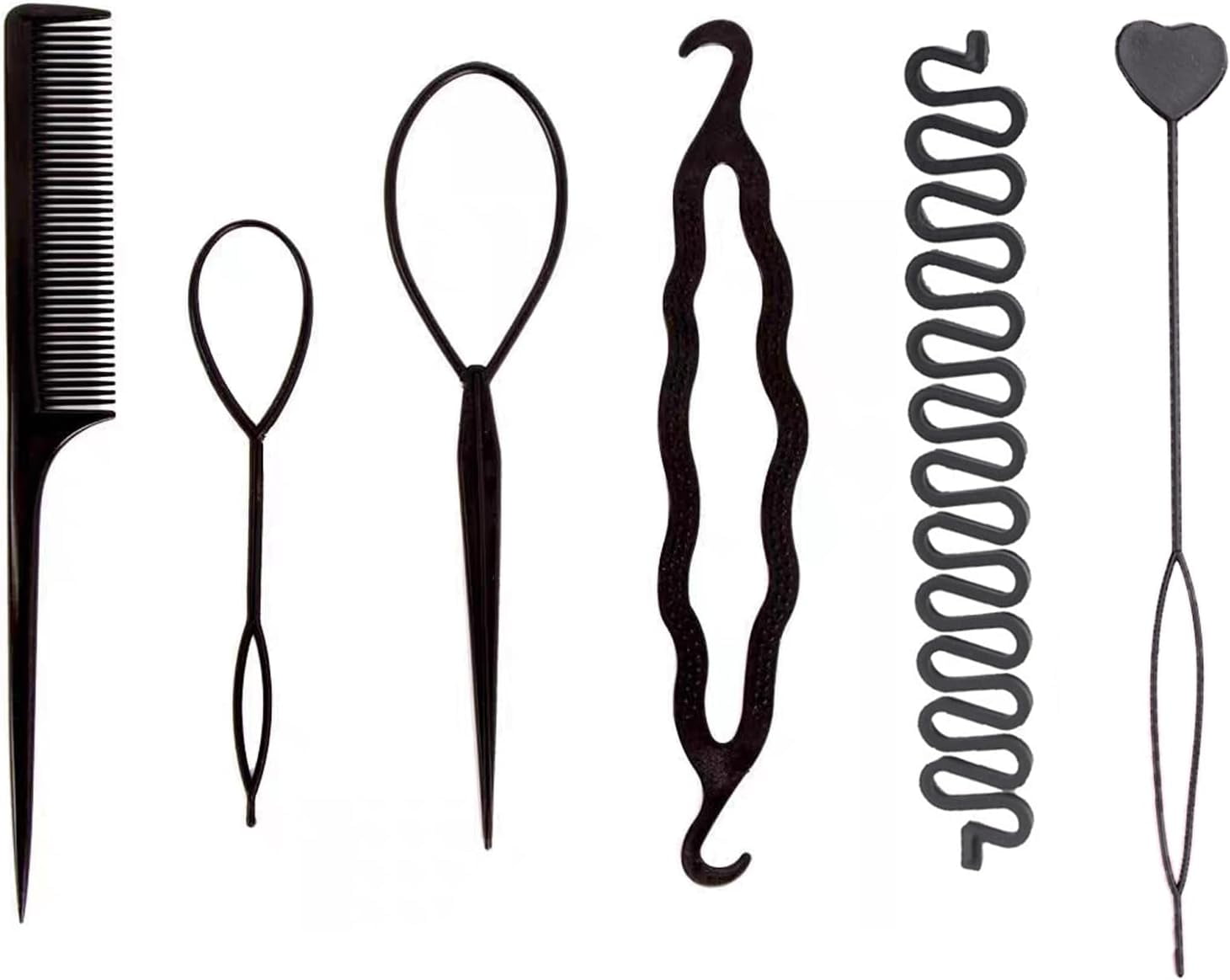 6pcs Topsy Tail Hair Tool,Hair Looping Tool,Hair Tools,Hair Braiding ...