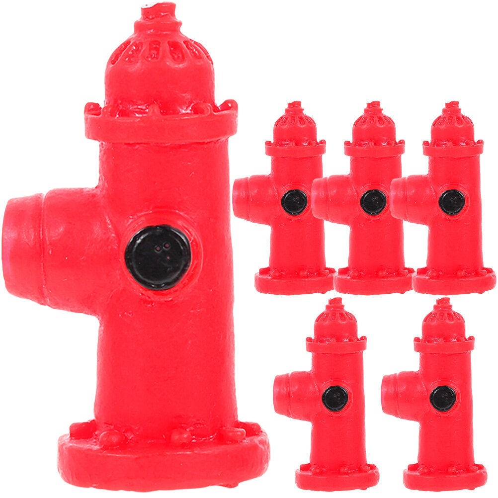 HOMEMAXS 6Pcs Resin Red Fire Hydrant Models for Diy Landscape ...