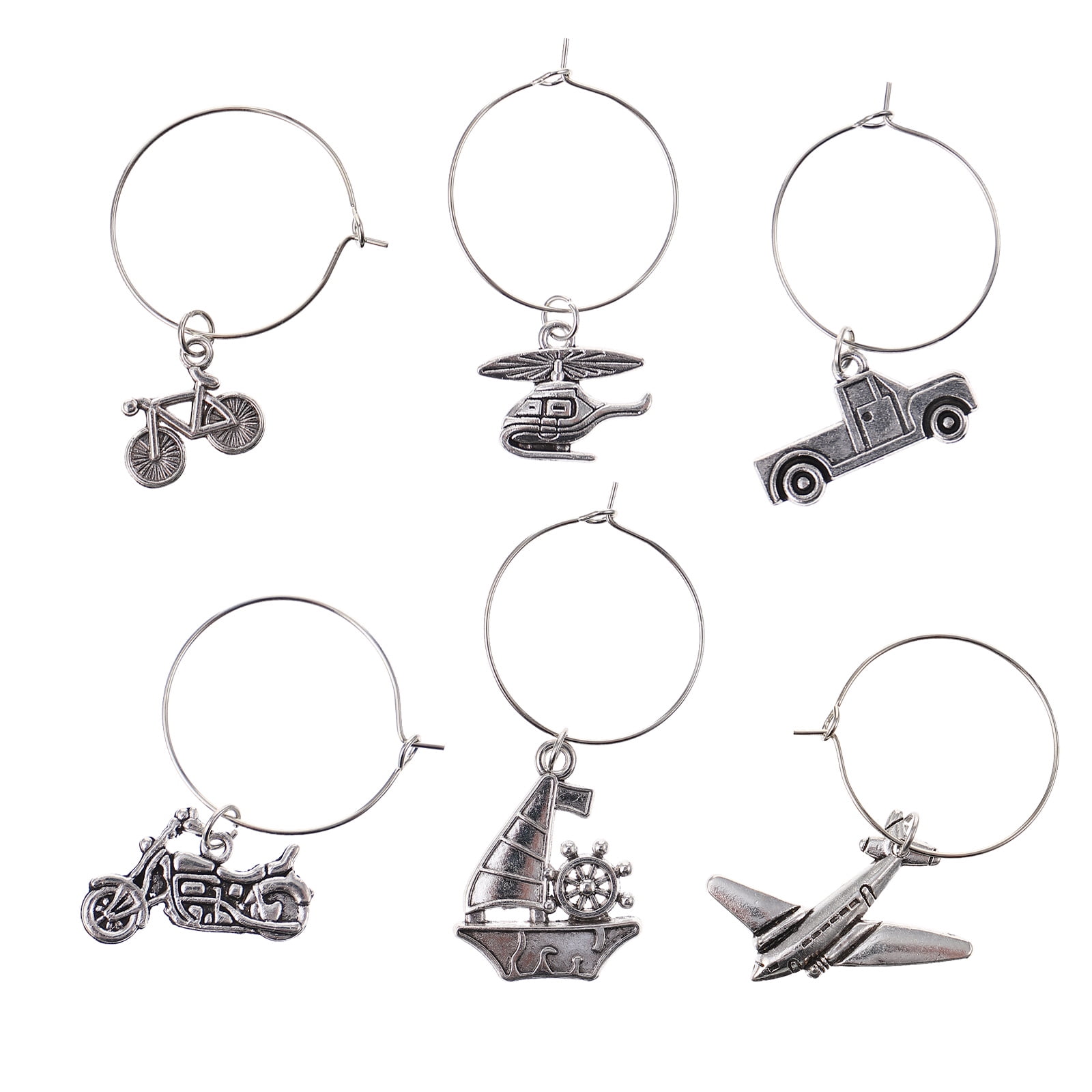 6pcs Traffic Series Metal Wine Glass Rings Party Wine Glass Decors Identifiers