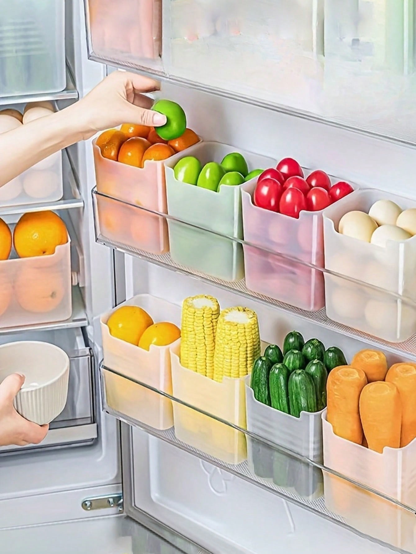 6pcs Transparent Refrigerator Storage Boxes With Easy-Grip Handles ...