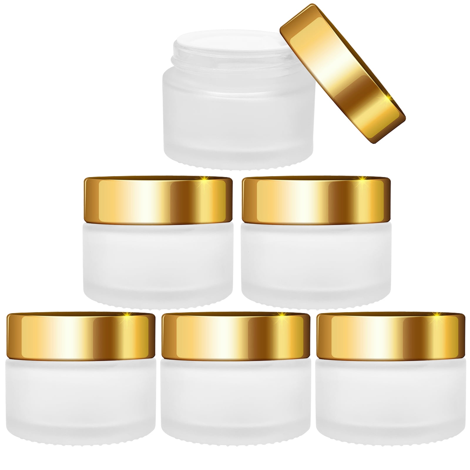 Inheming Frosted Glass Cosmetic Jars, 6pcs 30ml Travel Containers for ...