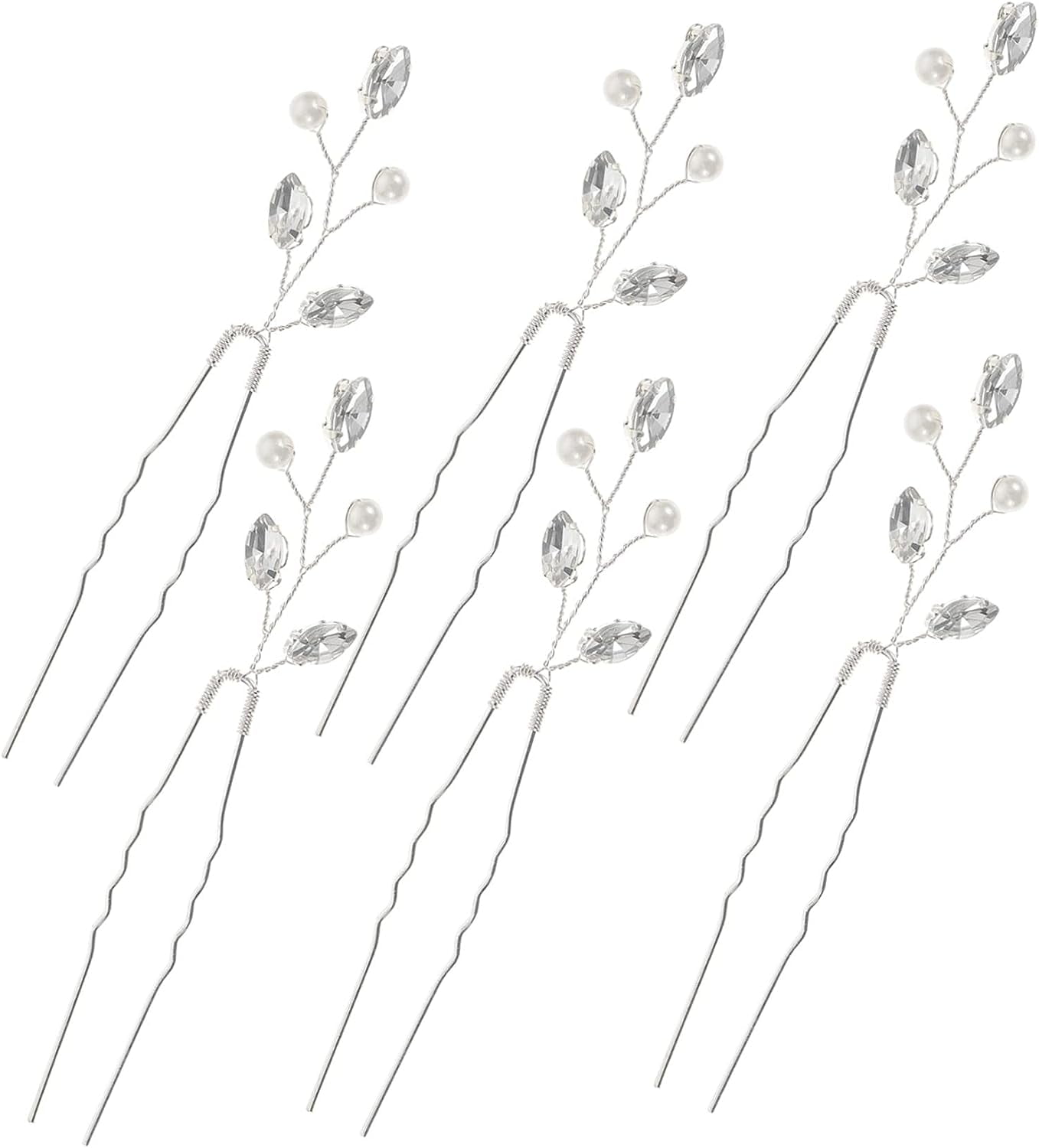 6pcs U-shaped Hairpin Bride Wedding Hair Pins Pearls Hair Clips U ...