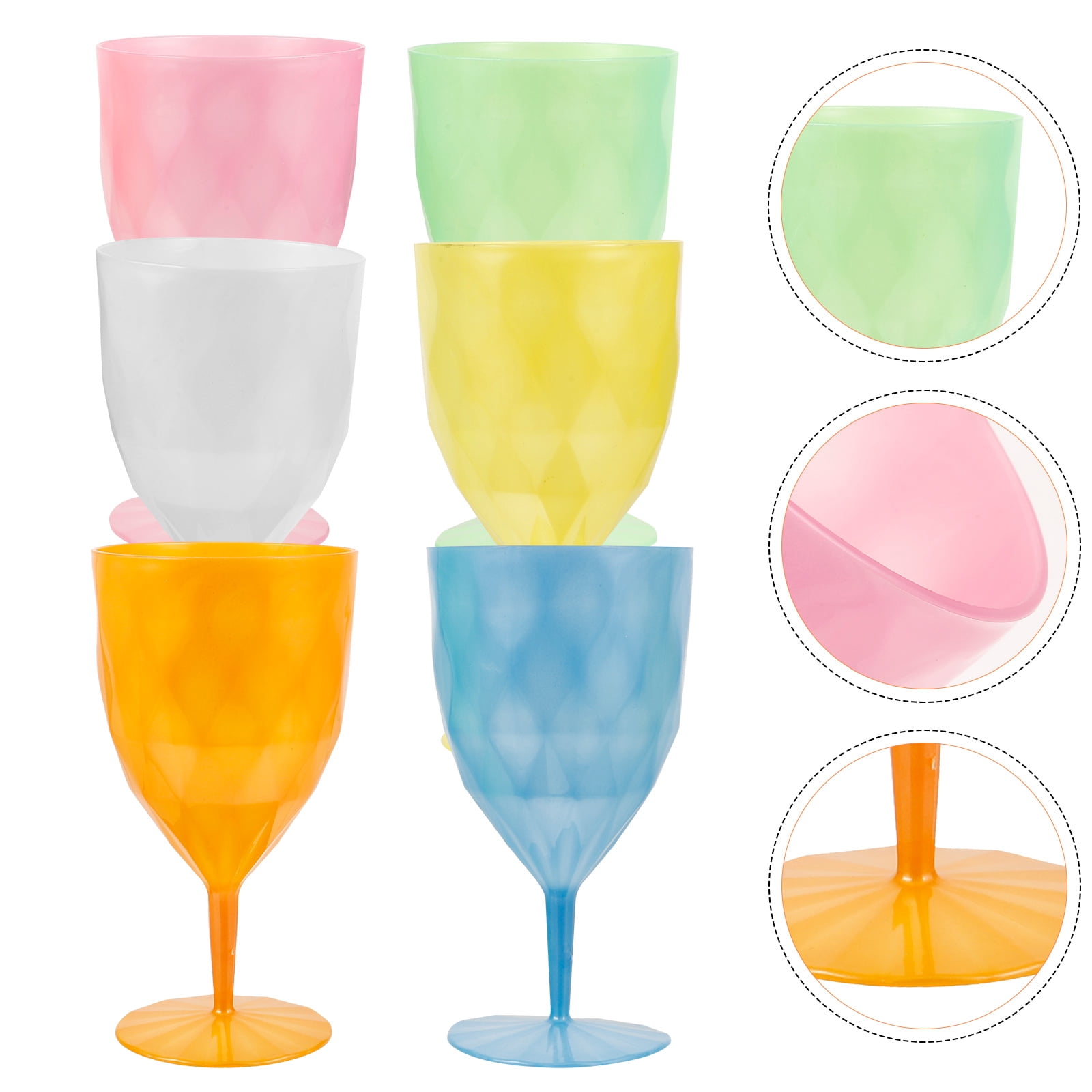 6pcs Colored Plastic Cups for Beverages Cocktail Goblets Juice and ...