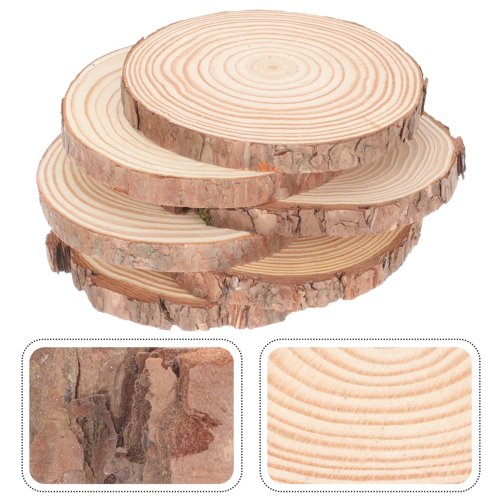 6pcs Unfinished Natural Wood Slices Unpainted Round Wood Slices DIY ...