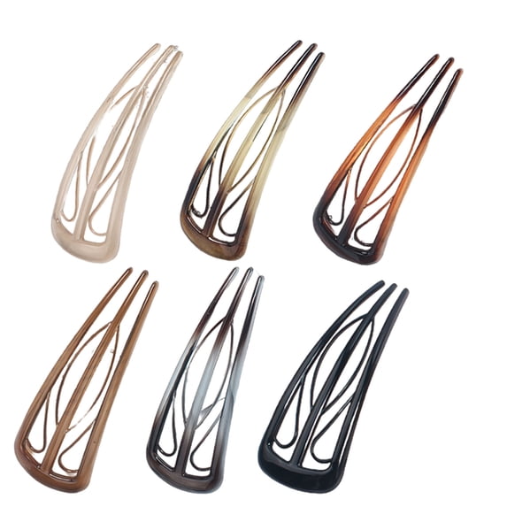 6pcs Unique Shape French Hair Fork With 3 Internal Teeth Designs For ...