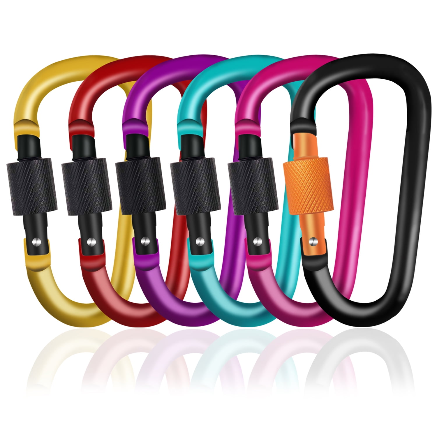 6pcs Heavy Duty Upgraded D-Ring Locking Carabiner, Aluminum Key Clip ...