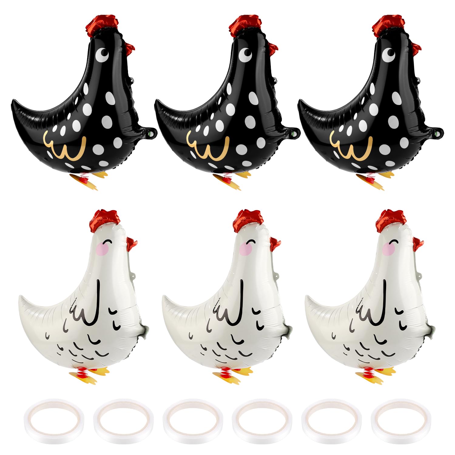 6pcs Walking Chicken Balloons Foil, Farm Animal Birthday Decorations ...