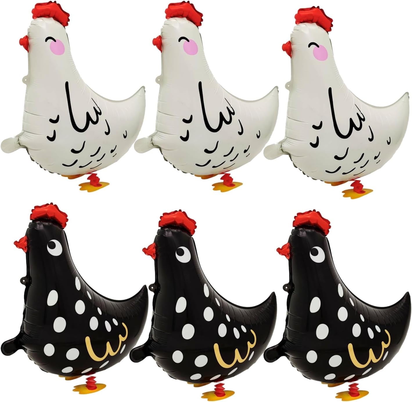 6pcs Walking Chicken Balloons,White and Black Chicken Walking Animal ...