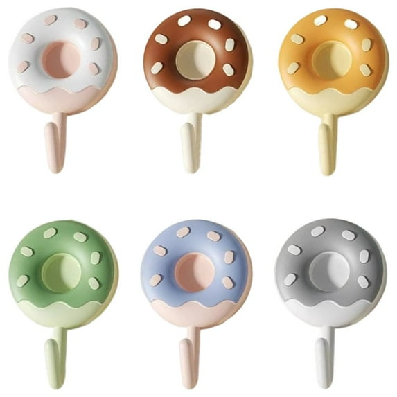 6pcs Wall Hooks, Creative Cute Donut-Shaped Hooks, Coat Hooks, Towel ...