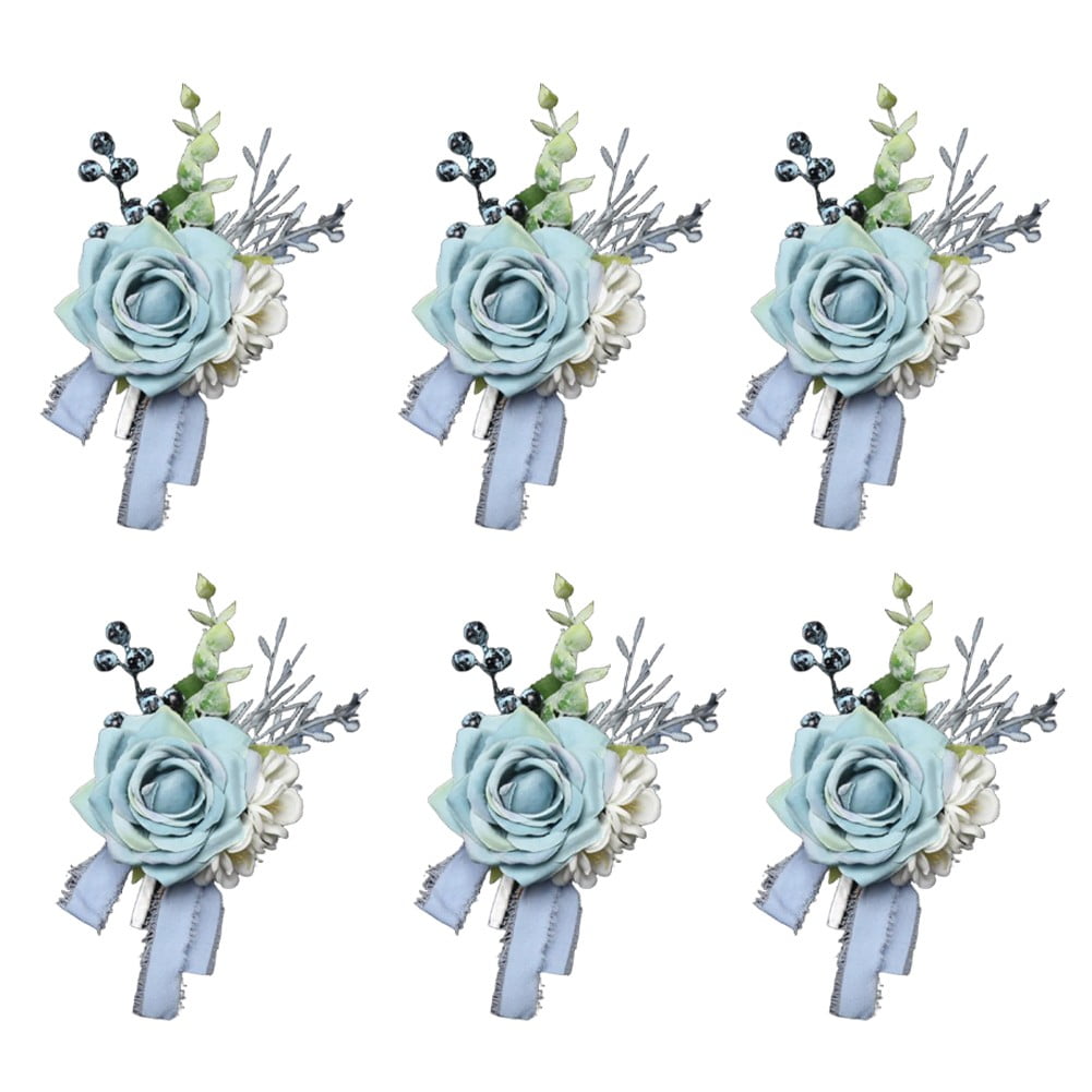 6pcs Wedding Corsage Retro Simulation Rose - wedding Groom/Best Man ...