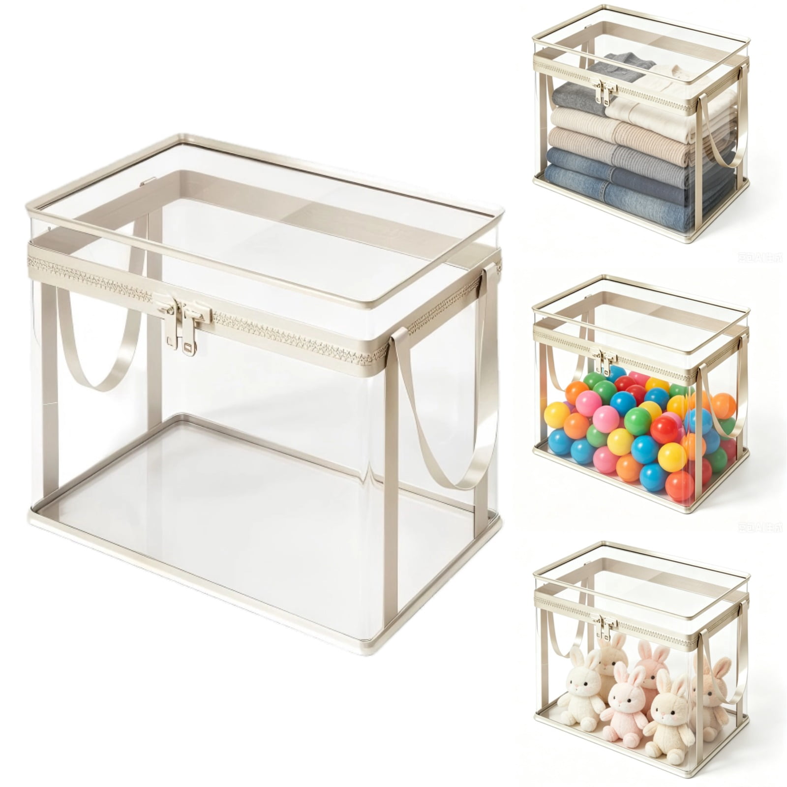 6pcs White Heavy-Duty Large See Through Storage Totes, Foldable ...